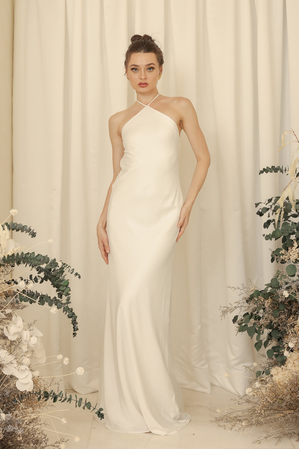 DESIREE Sleeveless Low Scoop Back Maxi Dress with Covered Button Detai ...